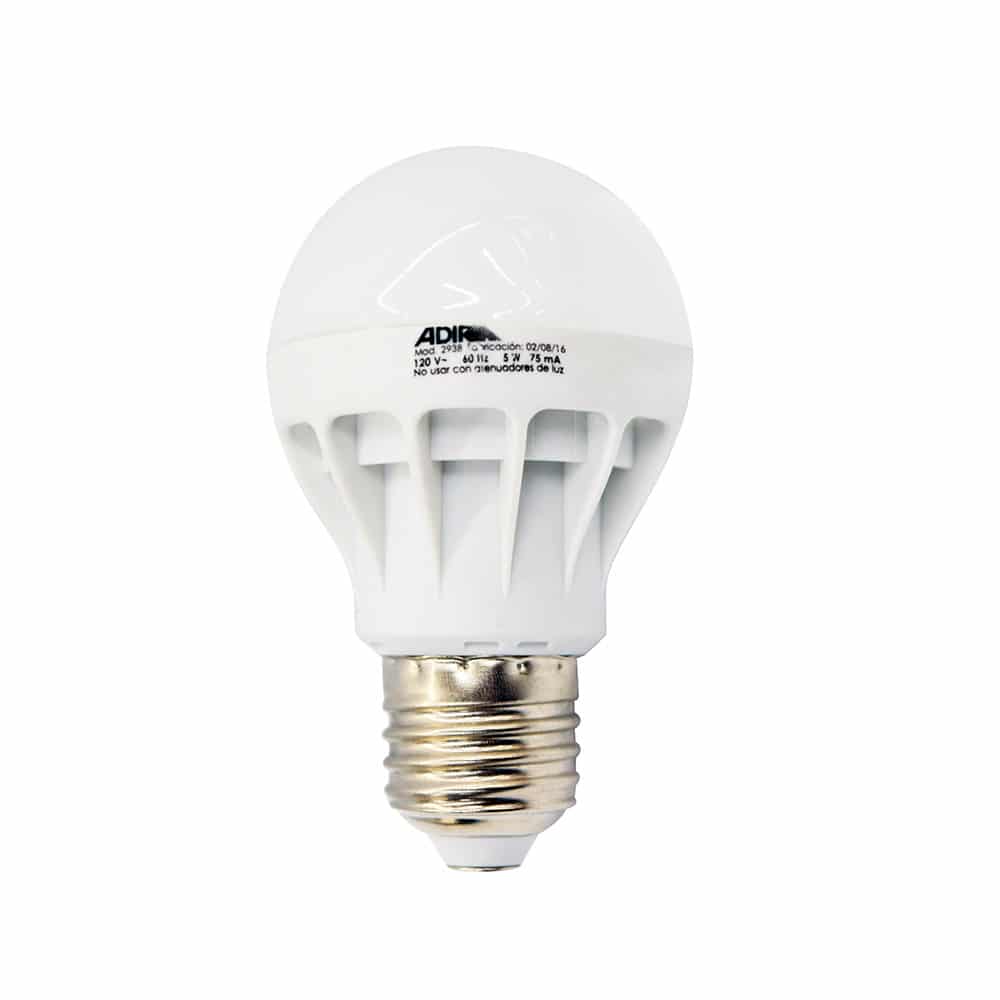 Foco Tipo Bulbo Led 5W Luz Blanca Adir AD-2938 - Ferreterias Calzada