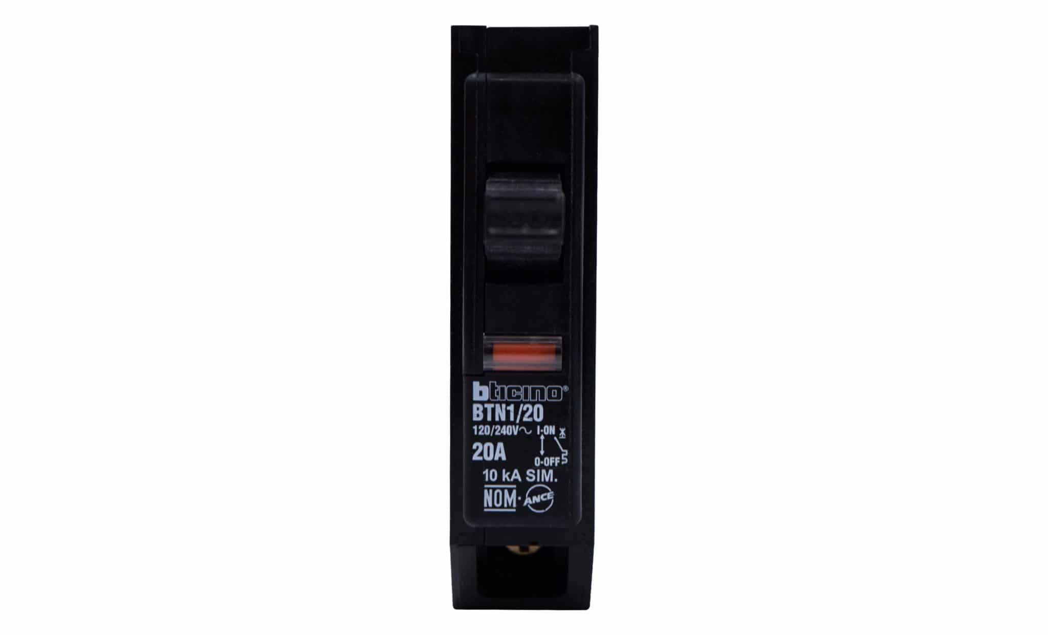 Interruptor 20A 1 Polo Bticino BTN1/20 Con Proteccion De Falla A Tierra ...
